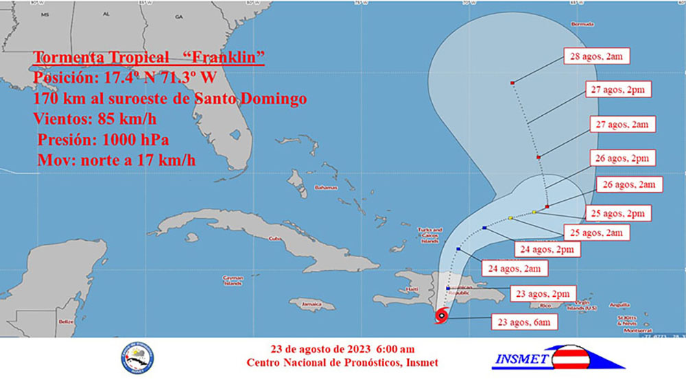 Tormenta Franklin próxima a la costa sur de República Dominicana | CMKX ...
